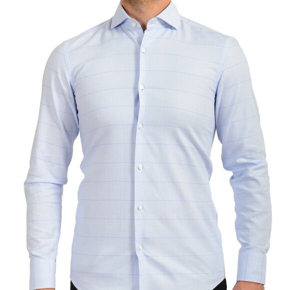 Hugo Boss | Shirts | Hugo Boss Mens Jason Blue Slim Fit Plaid Dress ...